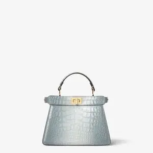 Fendi Peekaboo Iseeu Petite Bag In Crocodile Leather - Grey