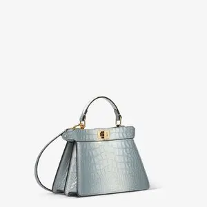 Fendi Peekaboo Iseeu Petite Bag In Crocodile Leather - Grey