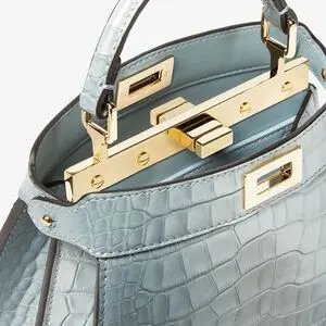 Fendi Peekaboo Iseeu Petite Bag In Crocodile Leather - Grey