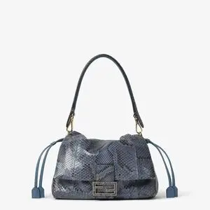 Fendi Mamma Baguette Medium Python Shoulder Bag - Blue