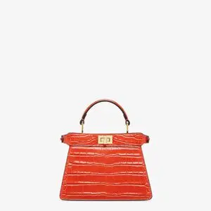 Fendi Peekaboo Iseeu Petite Crocodile Leather Bag - Red