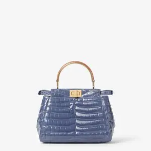 Fendi Peekaboo Mini Bag In Crocodile - Blue