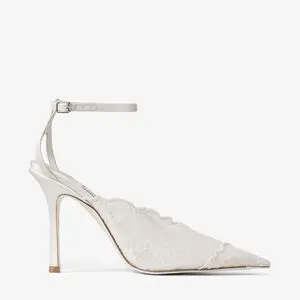 JIMMY CHOO Faiz 100 Ivory Lace Pumps