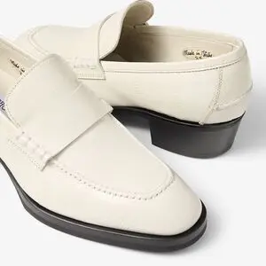 JIMMY CHOO Wilder Eel-embossed Leather Loafers - Bone