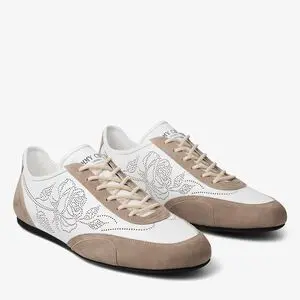 JIMMY CHOO Sunny Low Top Trainers With Rose Perforation - V White/stone