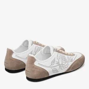 JIMMY CHOO Sunny Low Top Trainers With Rose Perforation - V White/stone