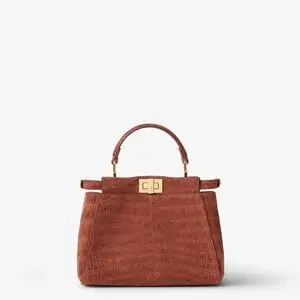 Fendi Peekaboo Mini Crocodile Suede Bag