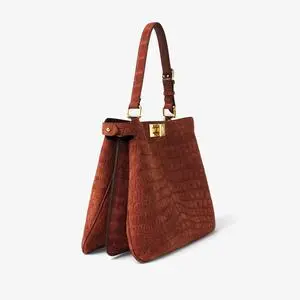 Fendi Peekaboo Soft Medium Crocodile Leather Handbag - Brown