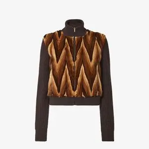 Fendi Bomber Jacket With Chevron Mink And Cashmere Inserts