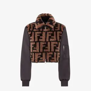 Fendi Mink Ff Motif Bomber Jacket - Black