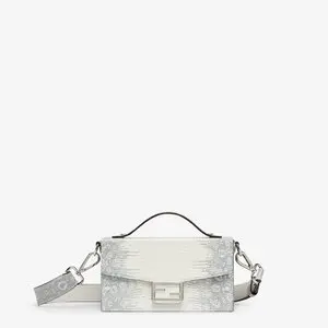 Fendi Baguette Soft Trunk Bag In Lizard Leather - White