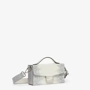 Fendi Baguette Soft Trunk Bag In Lizard Leather - White