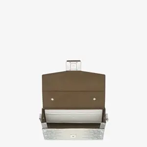 Fendi Baguette Soft Trunk Bag In Lizard Leather - White