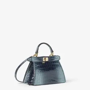 Fendi Peekaboo Iseeu Petite Bag In Crocodile Leather - Blue