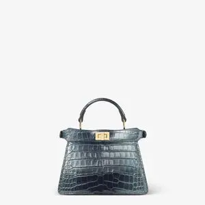 Fendi Peekaboo Iseeu Petite Bag In Crocodile Leather - Blue