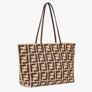 Fendi Raffia Shopper Bag With Ff Logo