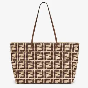 Fendi Raffia Shopper Bag With Ff Logo