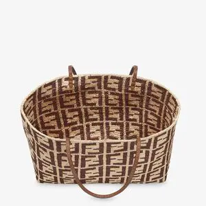 Fendi Raffia Shopper Bag With Ff Logo