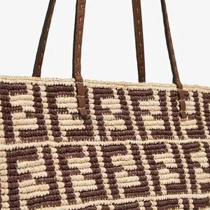 Fendi Raffia Shopper Bag With Ff Logo