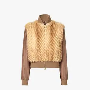 Fendi Bomber Jacket With Mink Insert - Brown
