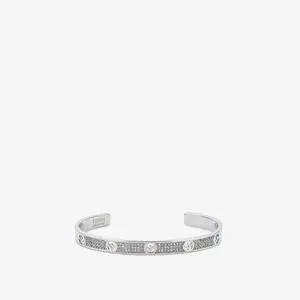 Fendi Palladium-finish Metal Rigid Bracelet With Crystal Embellishments