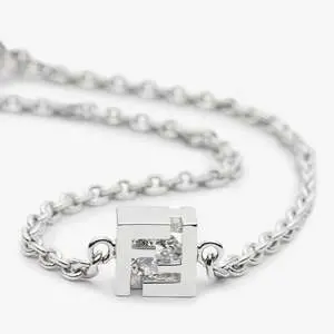 Fendi Ff Chain Bracelet With Crystal Detail