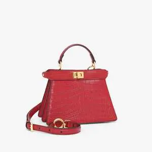 Fendi Peekaboo Iseeu Petite Crocodile Leather Handbag - Red