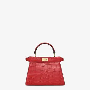 Fendi Peekaboo Iseeu Petite Crocodile Leather Handbag - Red