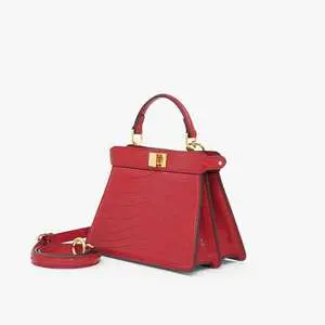 Fendi Peekaboo Iseeu Petite Crocodile Leather Handbag - Red