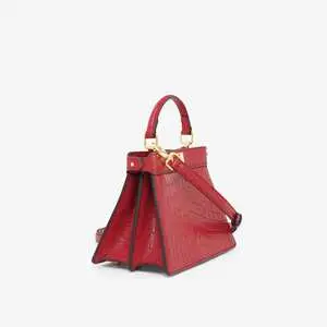 Fendi Peekaboo Iseeu Petite Crocodile Leather Handbag - Red