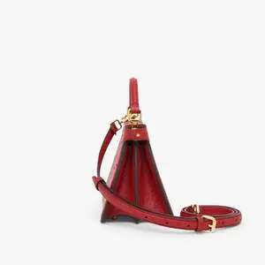 Fendi Peekaboo Iseeu Petite Ostrich Leather Top Handle Bag - Red