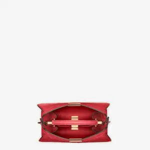 Fendi Peekaboo Iseeu Petite Ostrich Leather Top Handle Bag - Red