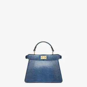 Fendi Peekaboo Iseeu Petite Lizard Top Handle Bag - Blue