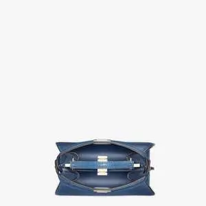 Fendi Peekaboo Iseeu Petite Lizard Top Handle Bag - Blue