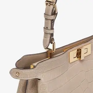 Fendi Peekaboo Soft Medium Crocodile Leather Bag - Grey