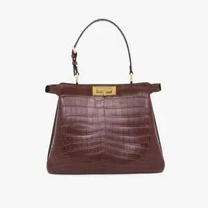 Fendi Peekaboo Soft Medium Crocodile Leather Handbag - Brown