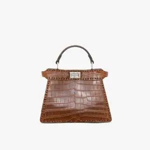 Fendi Selleria Peekaboo Iseeu Petite Crocodile Bag - Brown