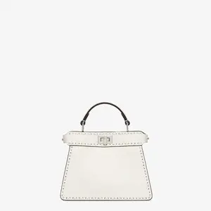 Fendi Peekaboo Iseeu Petite Selleria Bag In Cuoio Romano Leather - White