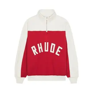 Rhude Contrast Quarter Zip Varsity /cream - Red