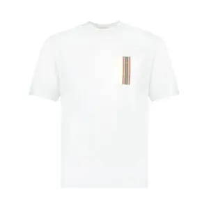 Burberry Stripe Trim Pocket Cotton T-shirt - White