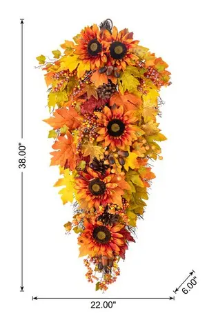GLITZHOME 38"h Fall Oversized Sunflower Teardrop