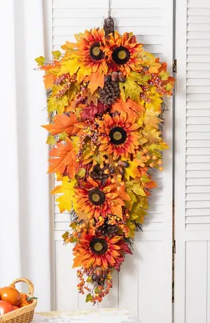 GLITZHOME 38"h Fall Oversized Sunflower Teardrop