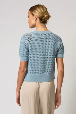 Central Park West Iris Tape Yarn Cardigan - Blue