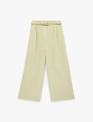 Koton Belted Linen Wide Leg Trousers