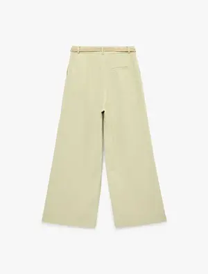 Koton Belted Linen Wide Leg Trousers