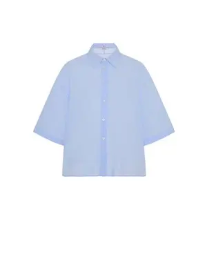Another Tomorrow Organic Cotton Voile Short Sleeve Shirt