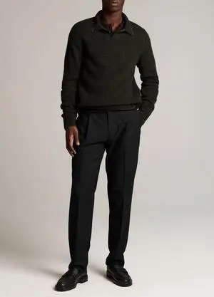 Vince Owen Athletic Twill Pleated Trouser - Black