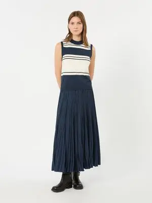 Max Mara Plissé-pleated Skirt - Navy