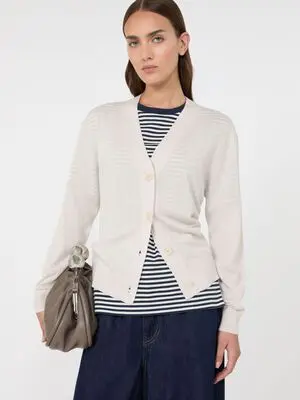 Max Mara Wool, Silk, And Cashmere V-neck Cardigan
