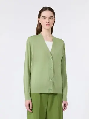 Max Mara Wool, Silk, And Cashmere V-neck Cardigan